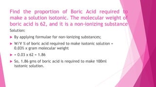 Isotonic solutions-----(Pharmaceutics) | PPTX