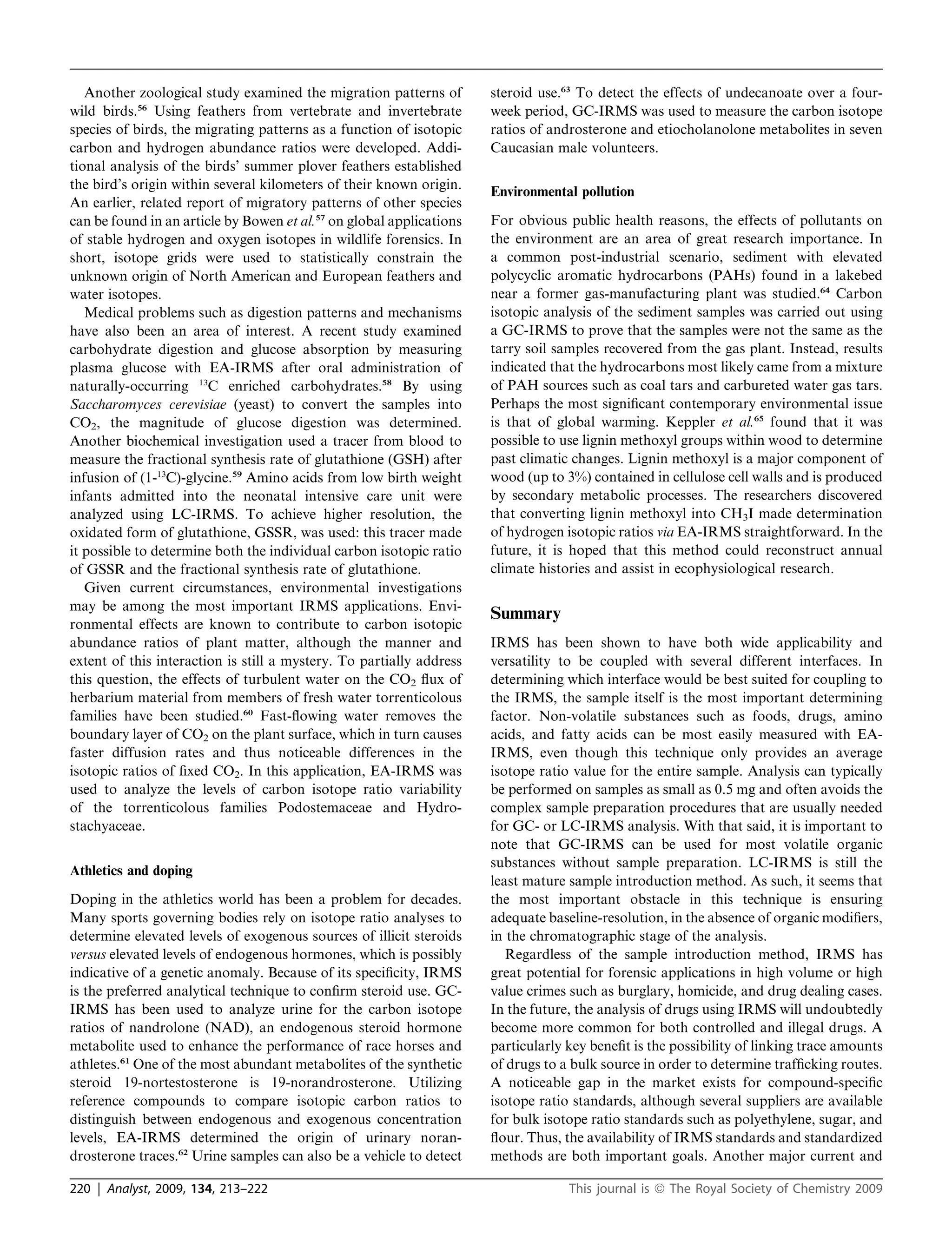 Isotope ratio mass spectrometry minireview | PDF