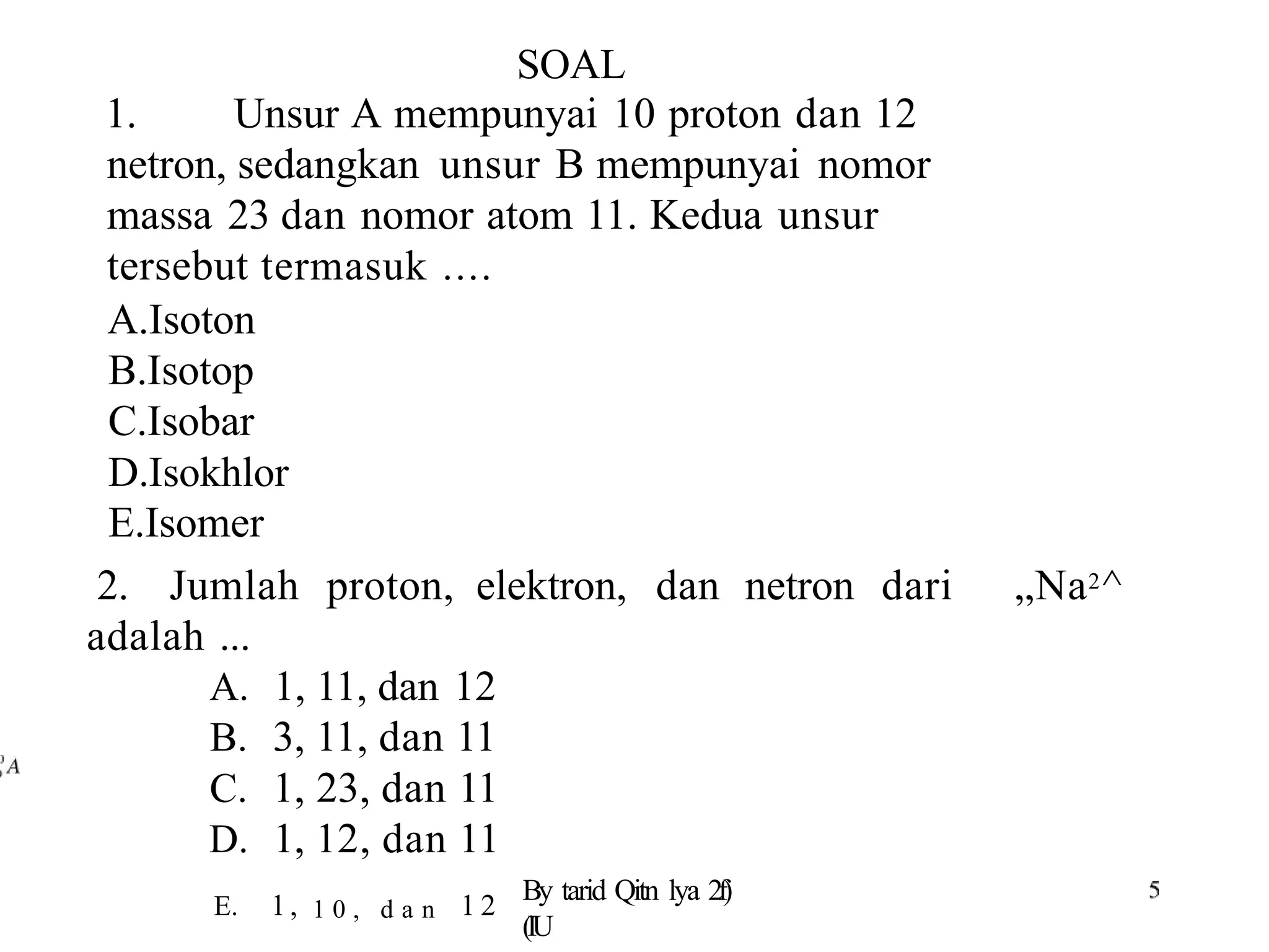 ISOTOP, ISOBAR, ISOTON-ANALISIS KIMIA ANORGANIK | PPTX