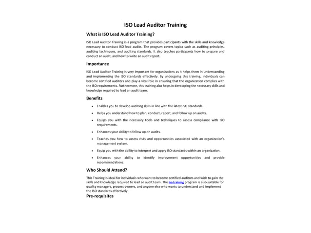 Types of ISO Training in Canada through IAS | PPT