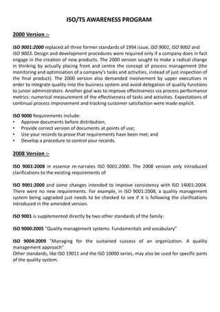 ISO/TS AWARENESS PROGRAM | PDF