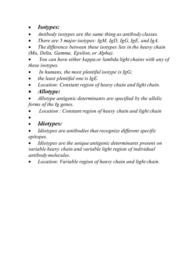 Isotypes allotypes and idiotypes | DOCX | Endocrine and Metabolic ...