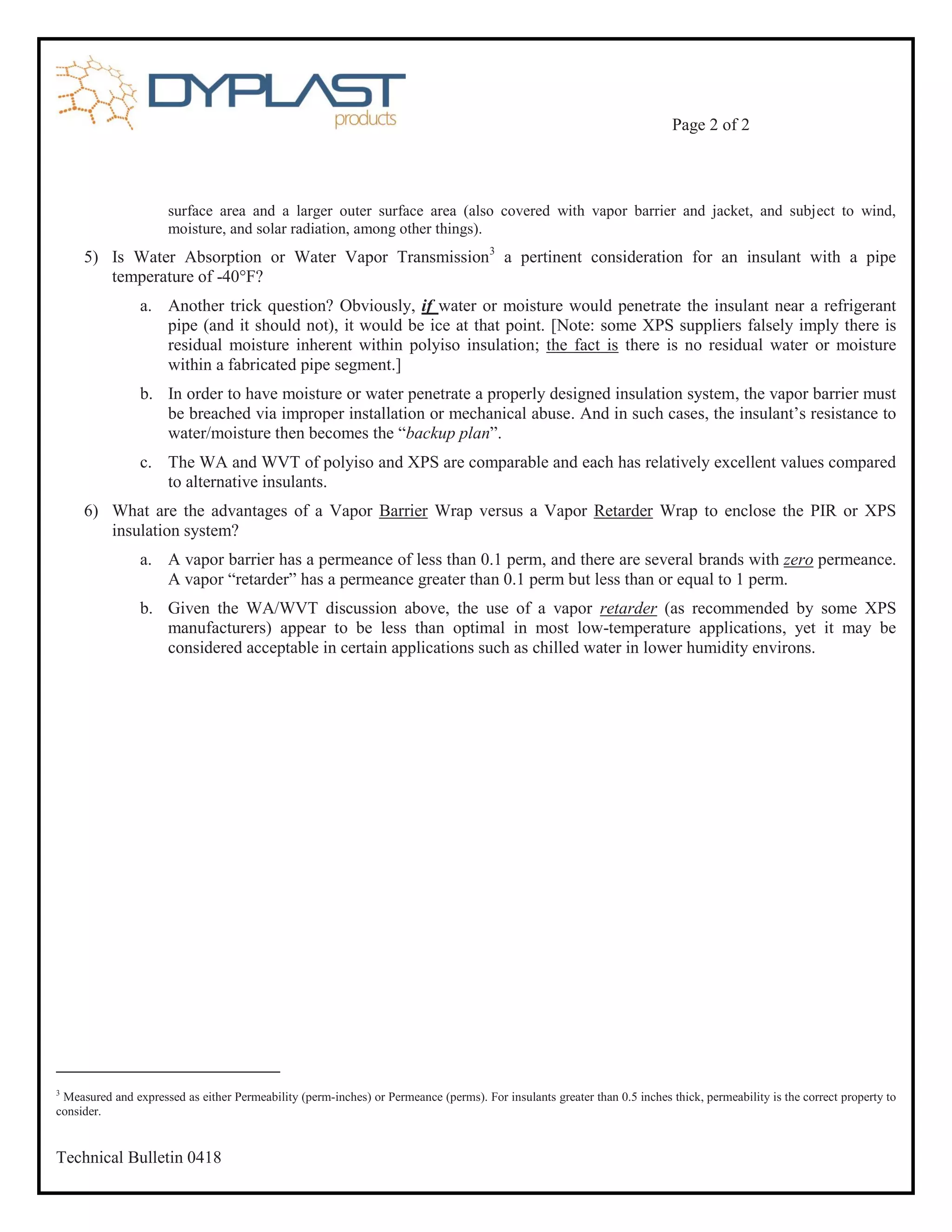 Technical Bulletin 0418 Polyiso vs. XPS Pipe Insulation Systems | PDF