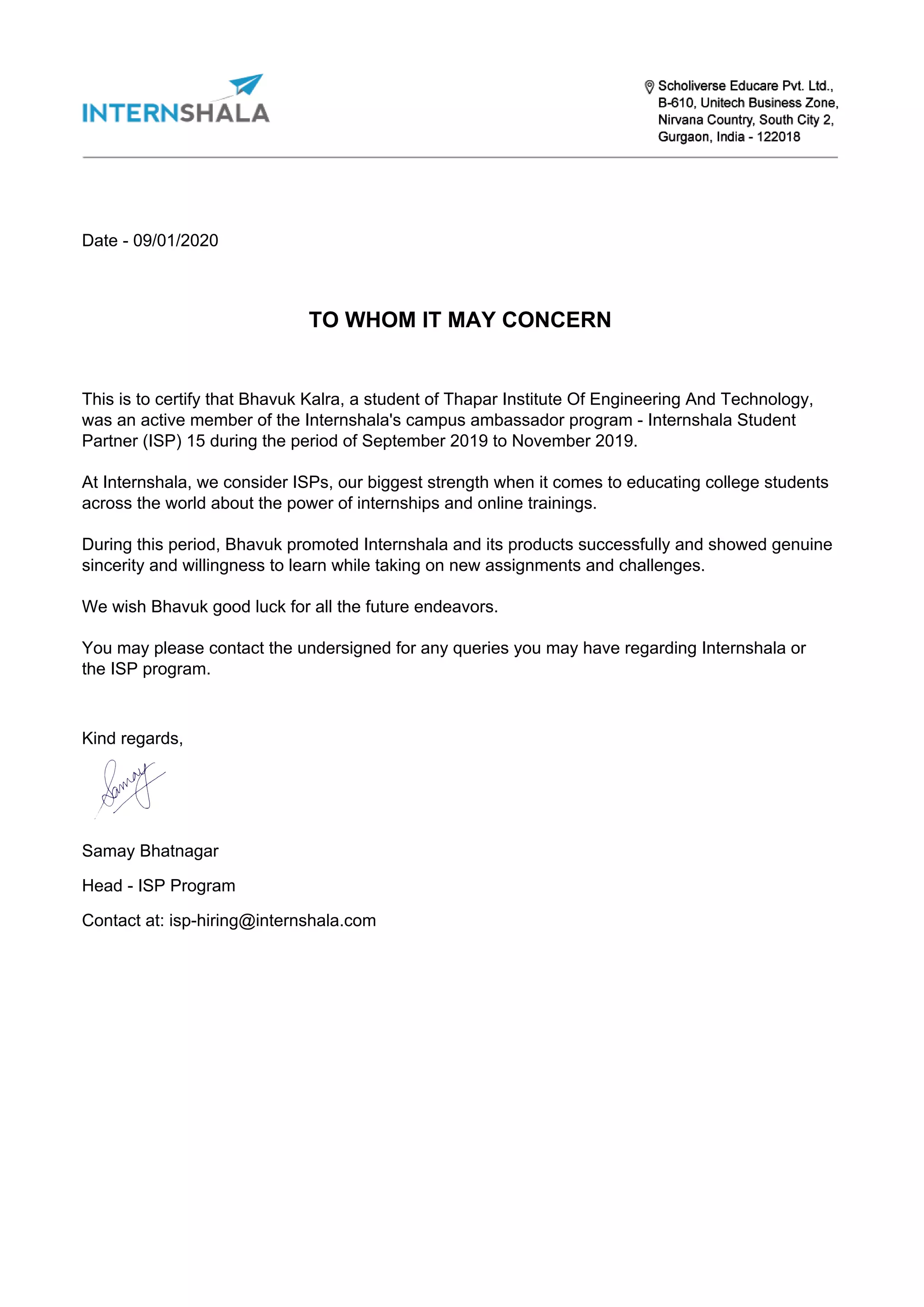 Isp15 completion letter | PDF