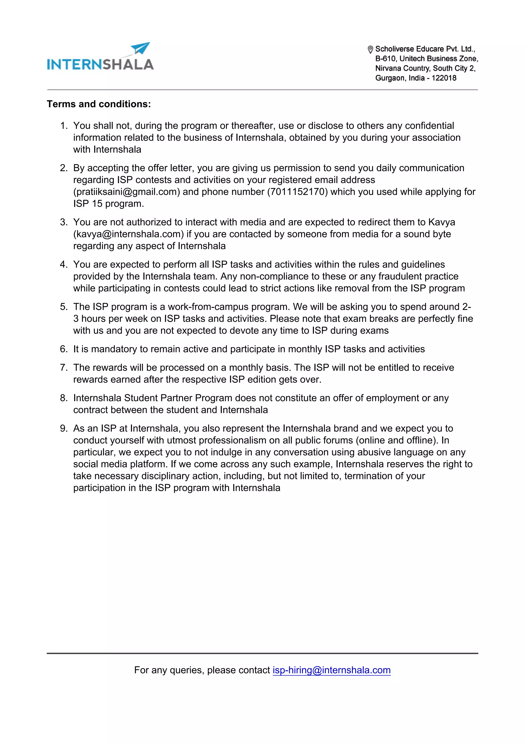 Isp 16 joining letter | PDF