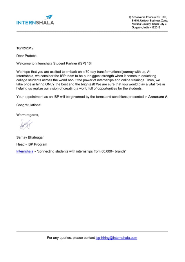 Isp 16 joining letter | PDF