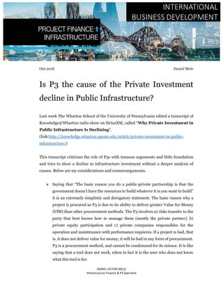 Is p3 the cause of private investment decline in public infrastructure ...