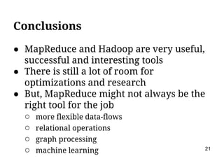 MapReduce: Optimizations, Limitations, and Open Issues | PDF