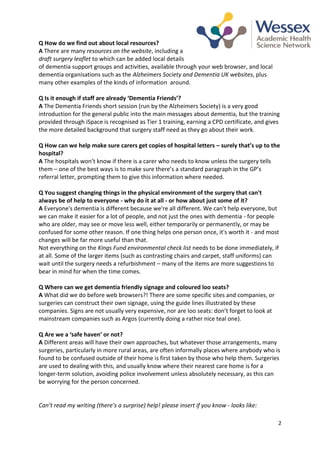 iSPACE Dementia Care FAQs | PDF