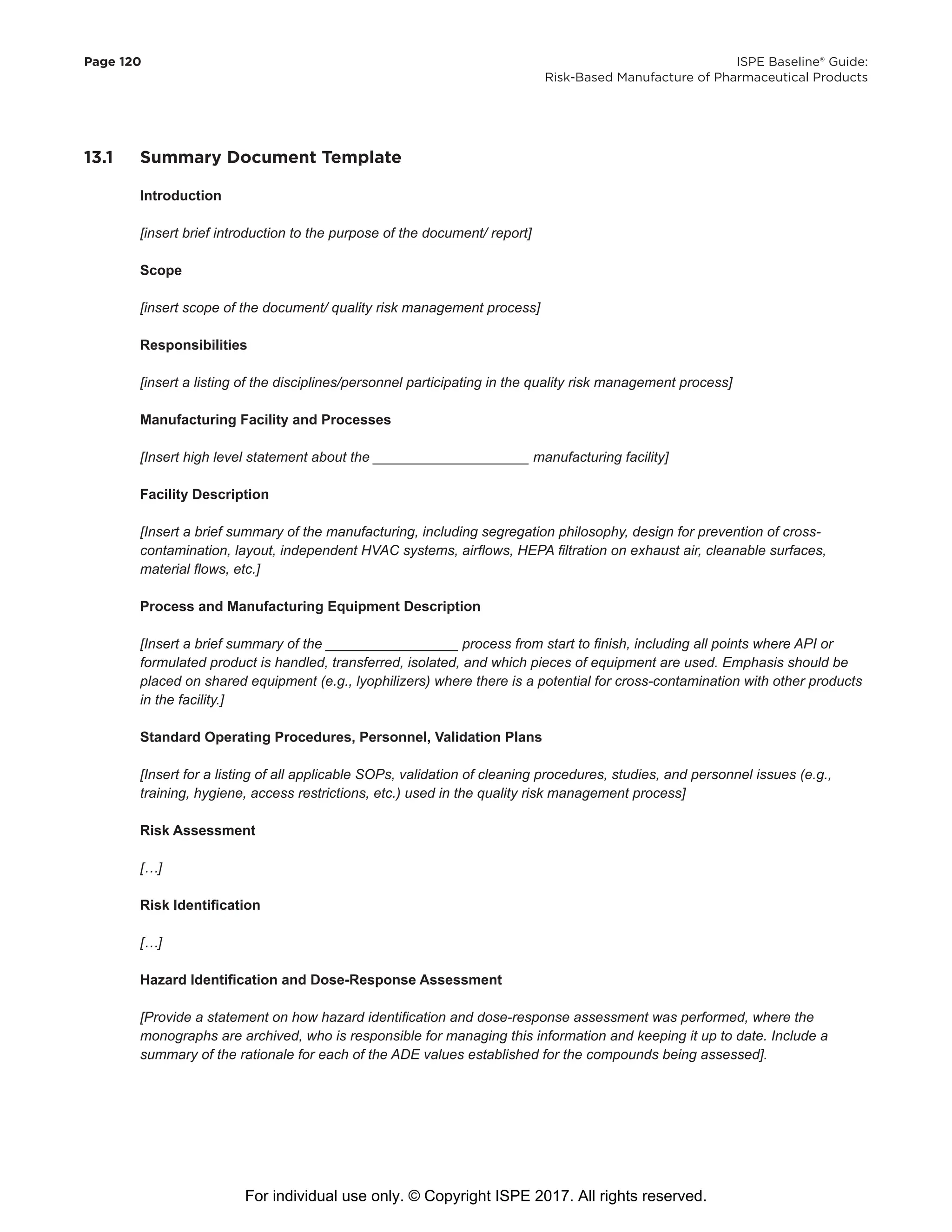 ISPE Baseline PEG Volumen 7 Risk-Based Manufacture Pharmaceutical ...
