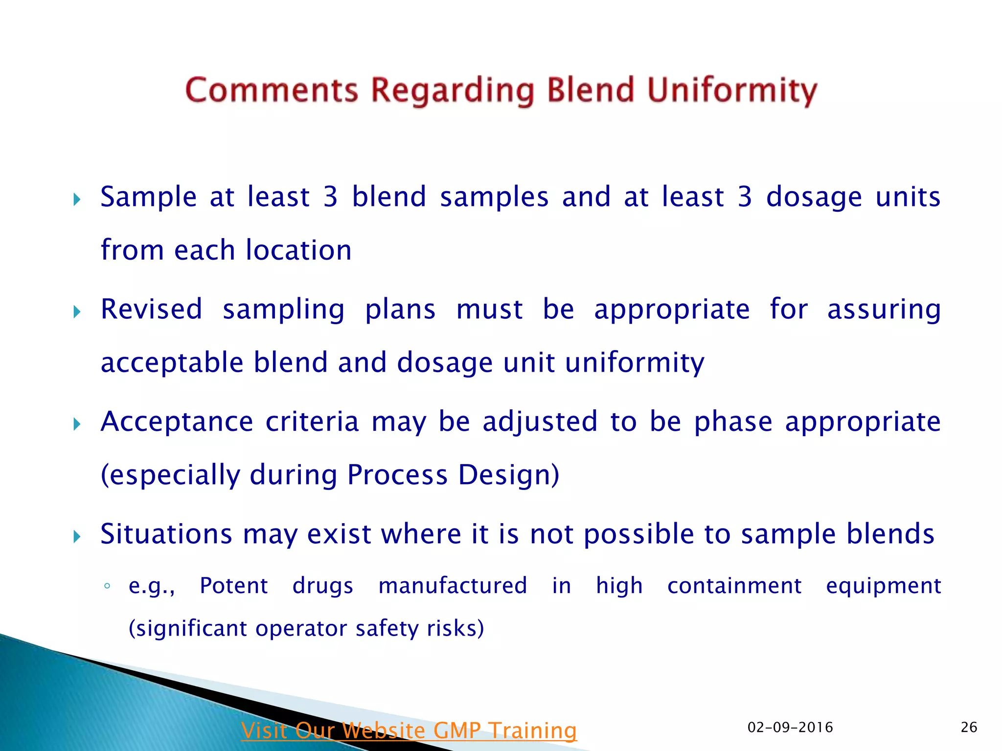 Blend and Content Uniformity : Industry Recommendations for Way Forward ...