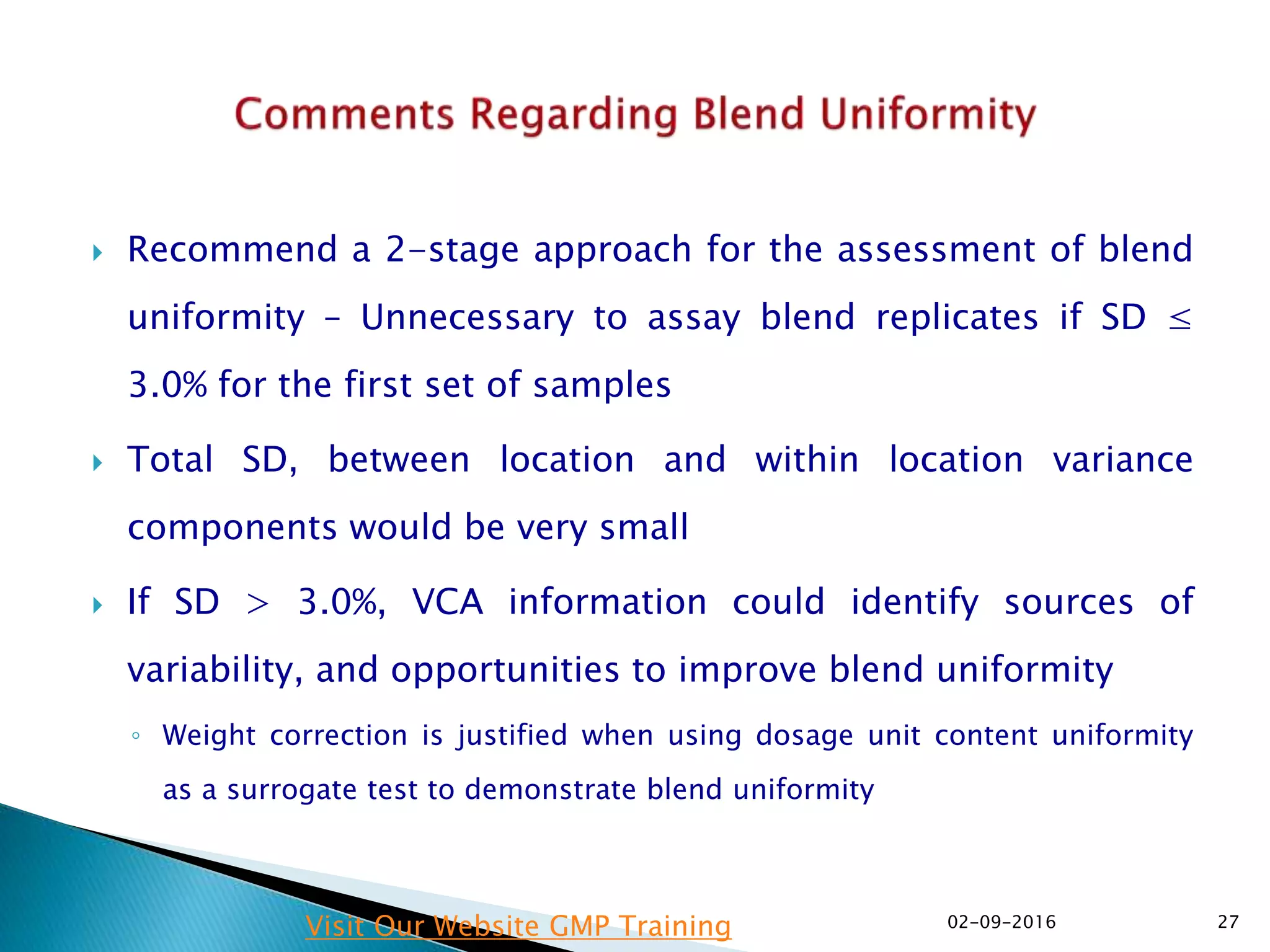 Blend and Content Uniformity : Industry Recommendations for Way Forward ...