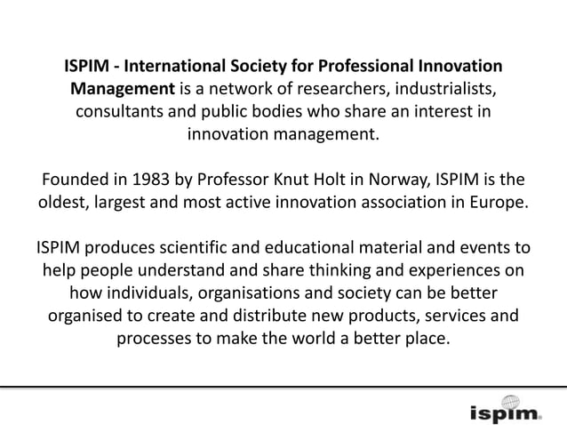 ISPIM Presentation 2012 | PPT