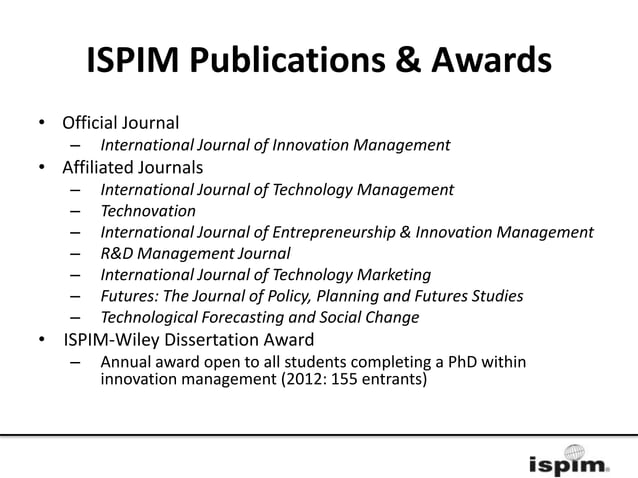 ISPIM Presentation 2012 | PPT