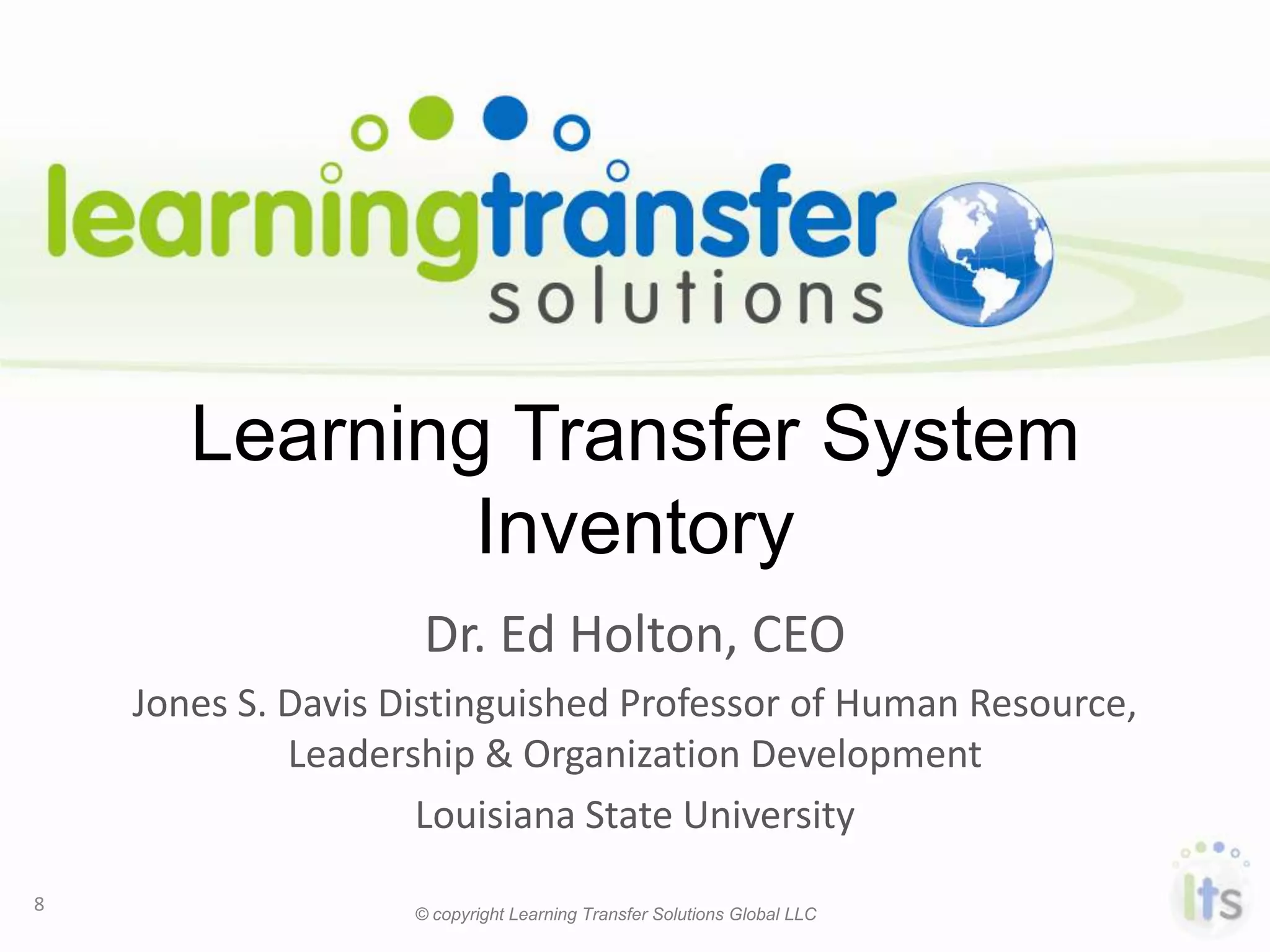 Learning Transfer System Inventory research | PPTX | Education industry ...