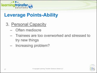 Learning Transfer System Inventory research | PPTX | Education industry | Industries