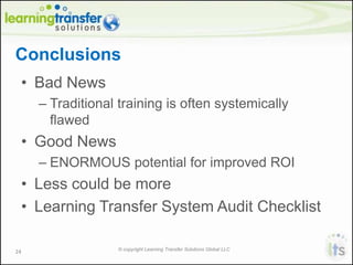 Learning Transfer System Inventory research | PPTX | Education industry | Industries