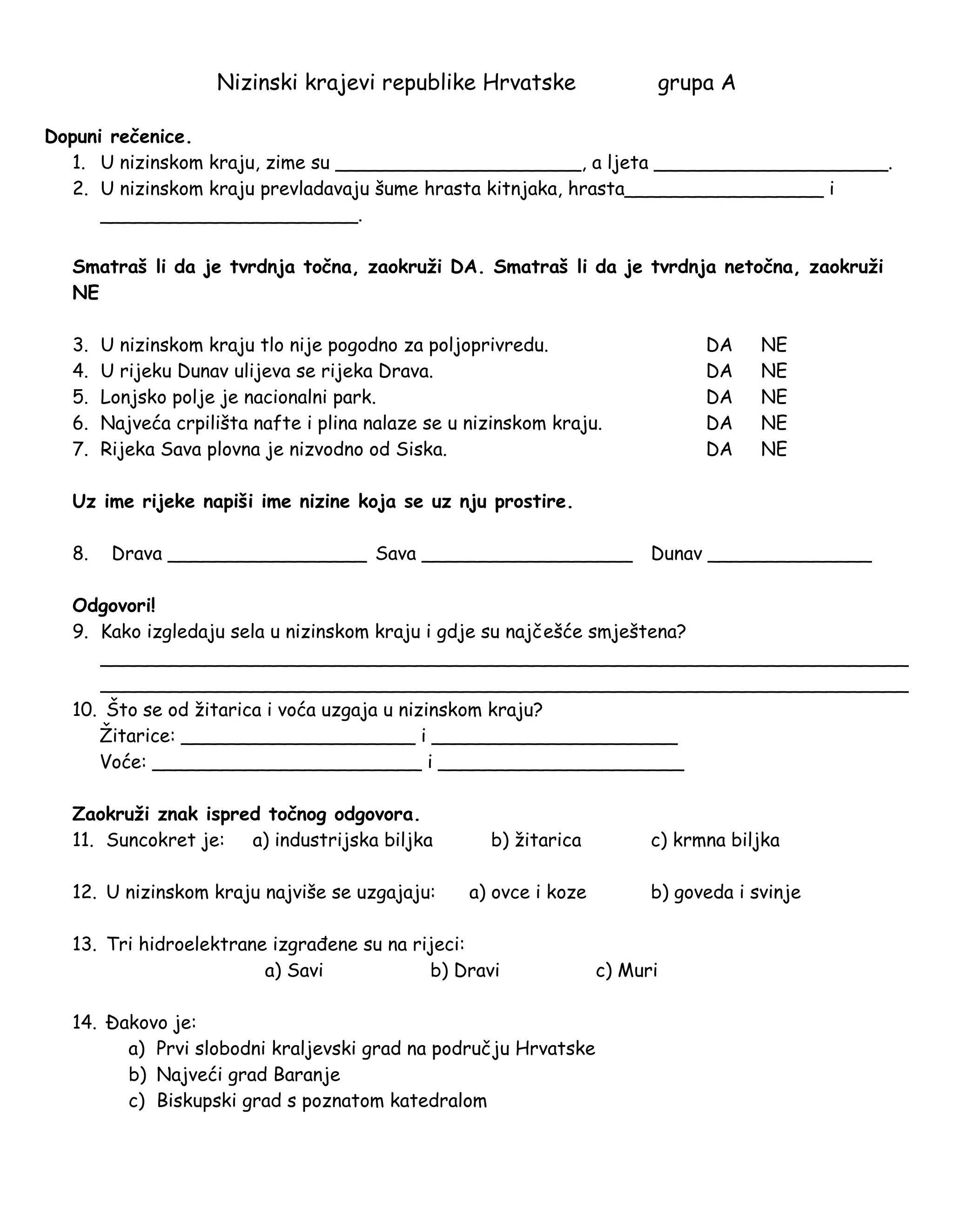 Ispit znanja nizinski kraj-grupa a | DOC