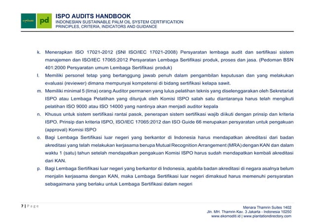 ISPO Audit Handbook | PDF