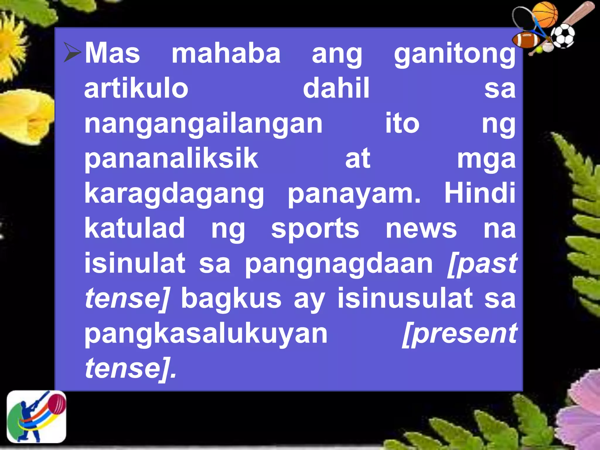 How to Write Sports o Balita | PPTX