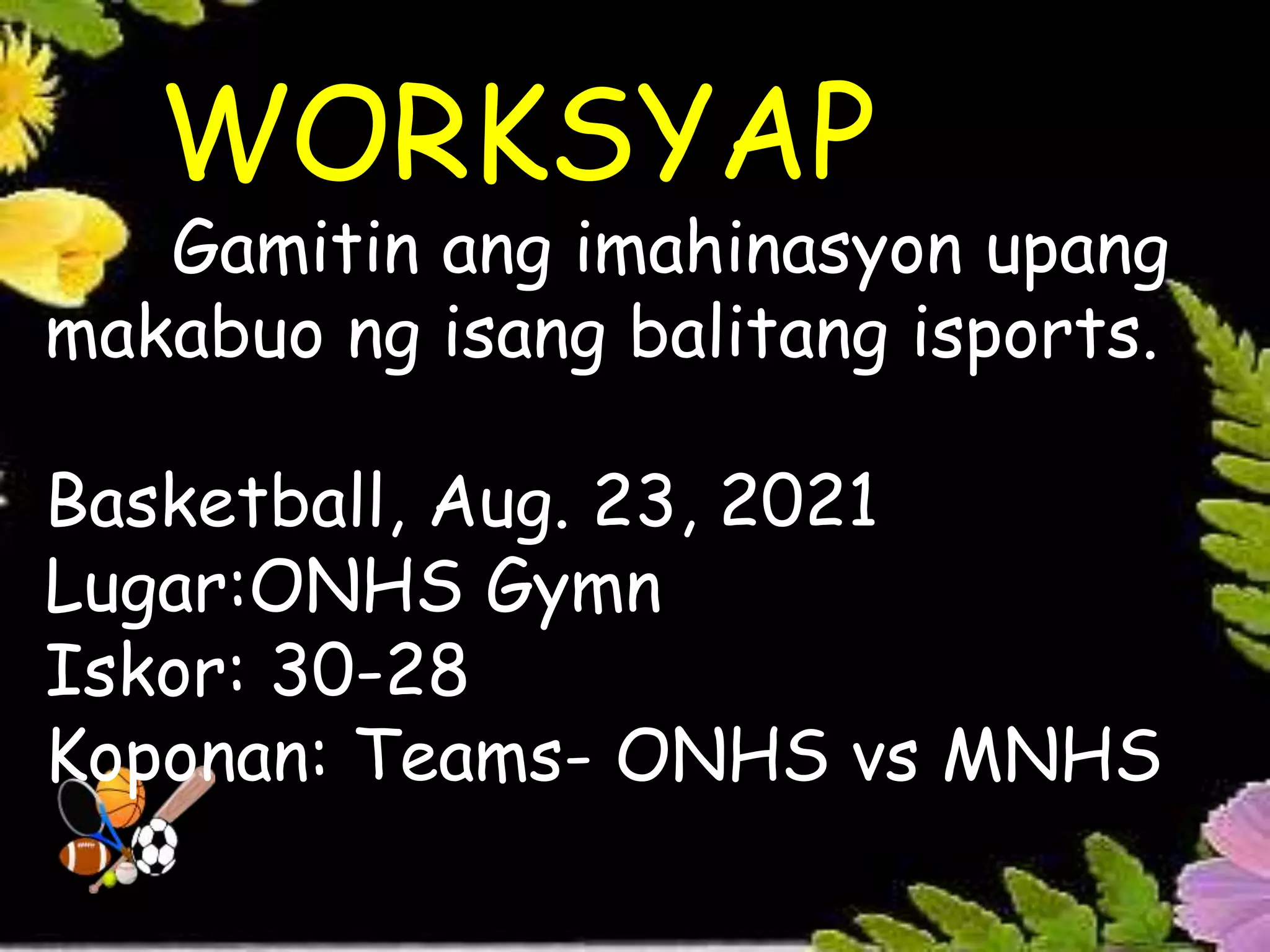 How to Write Sports o Balita | PPTX