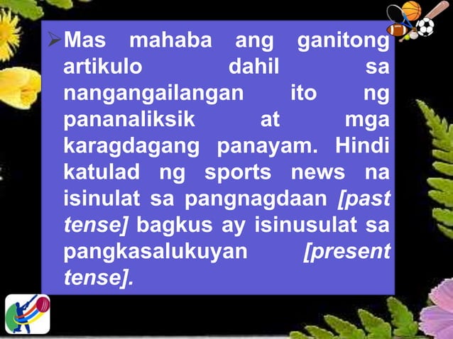 How to Write Sports o Balita | PPTX