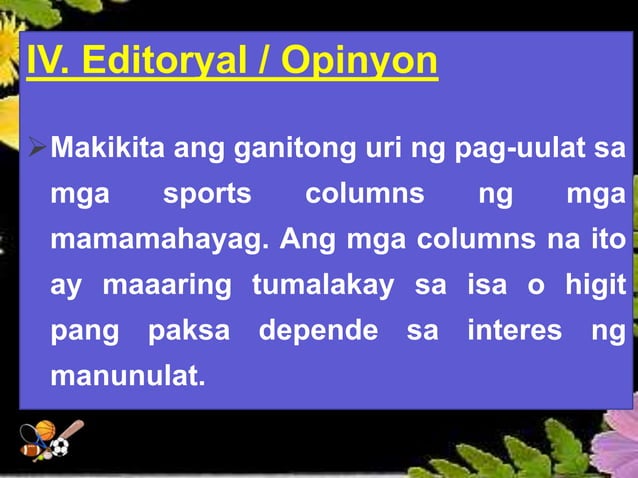 How to Write Sports o Balita | PPTX