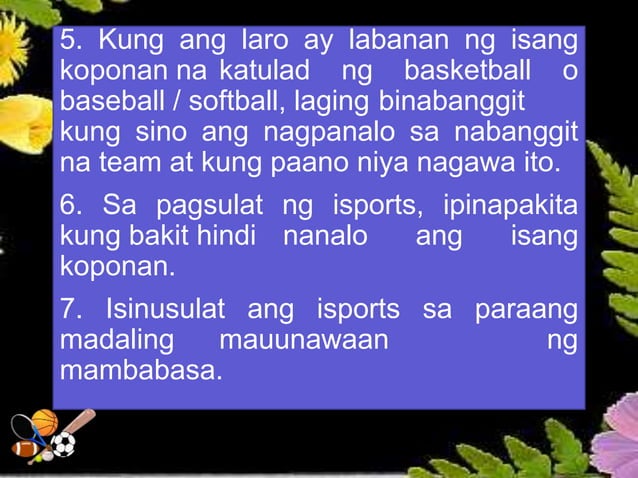 How to Write Sports o Balita | PPTX