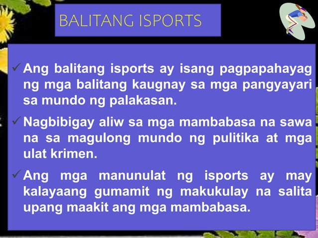How to Write Sports o Balita | PPTX