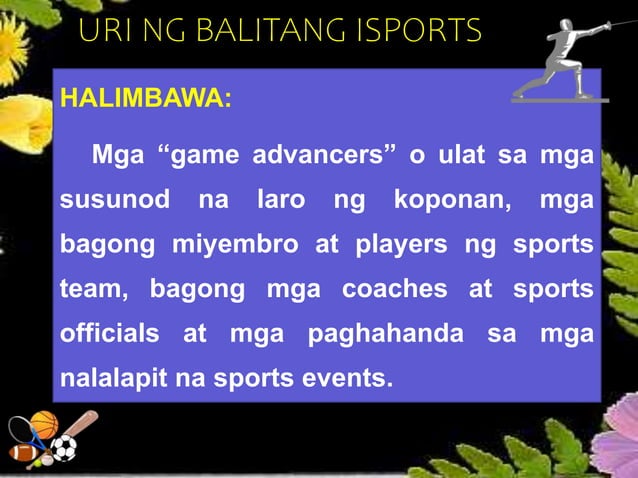 Isports Balita ppt | PPTX