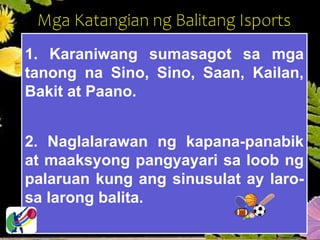 Isports Balita ppt | PPTX