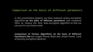 Comparative Analysis of Encryption Algorithm | PPTX