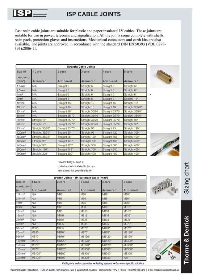 ISP Resin Cable Joints - Straight & Branch Cable Joint Kits | PDF