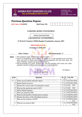 Information Security _Previous_Question paper | PDF