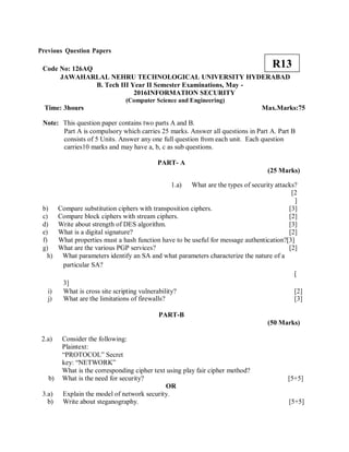Information Security _Previous_Question paper | PDF