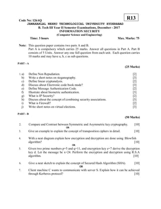 Information Security _Previous_Question paper | PDF