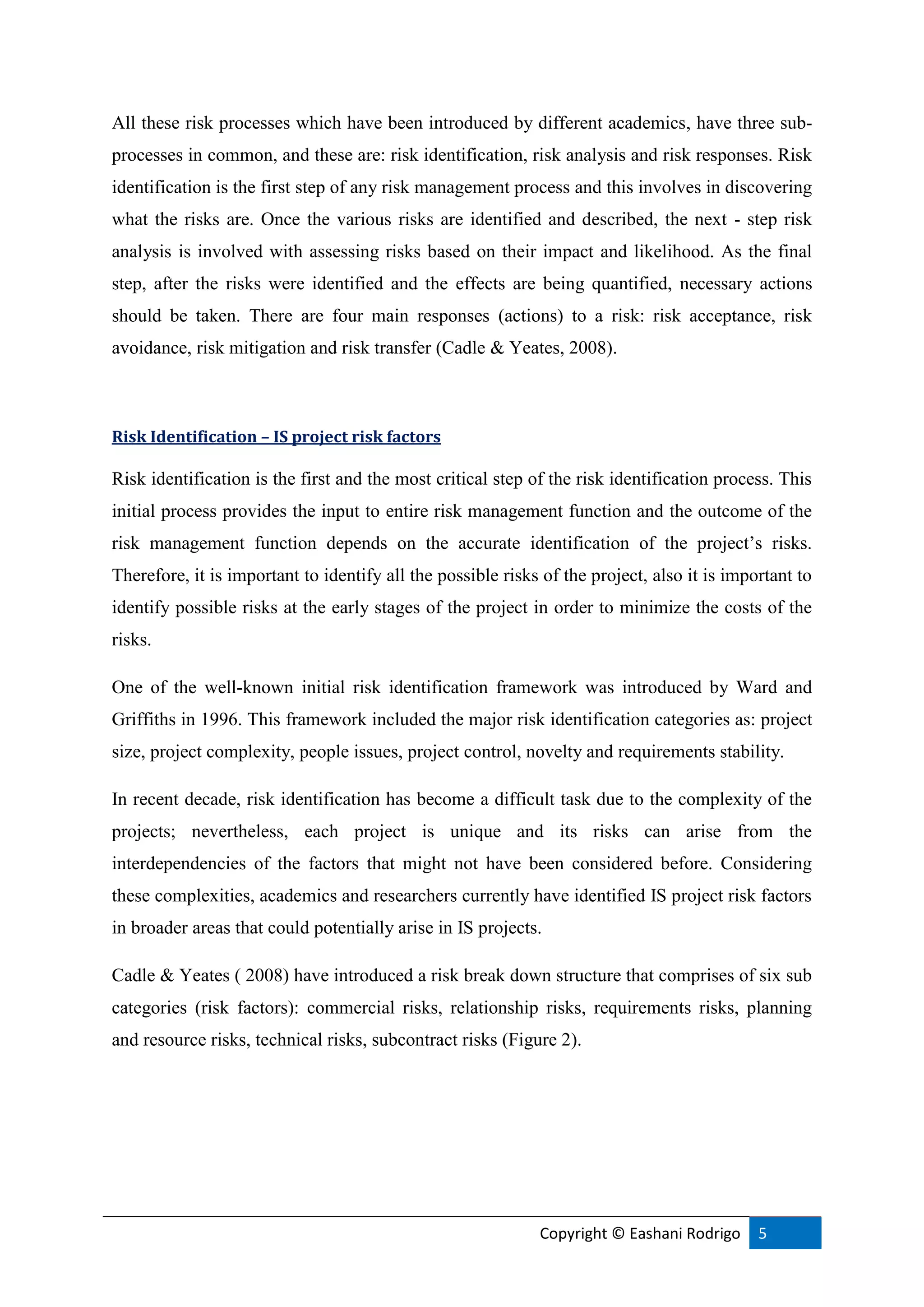 IS Project Risk Management: Risk Factors in IS Project Management | PDF