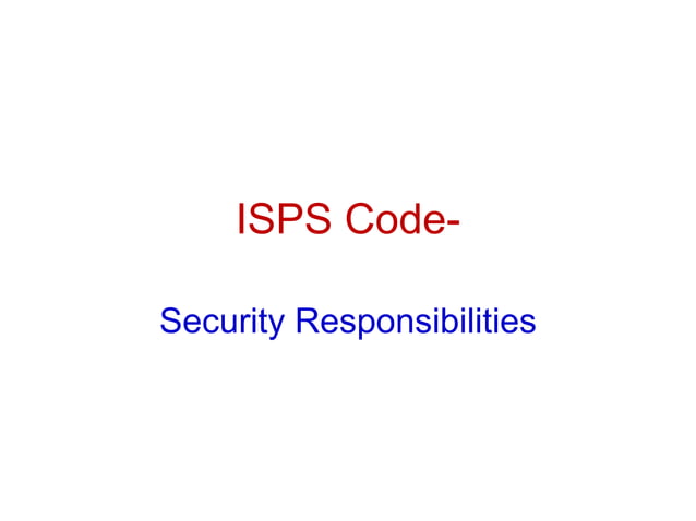 A Short Note on ISPS Code | PDF | Information and Network Security ...