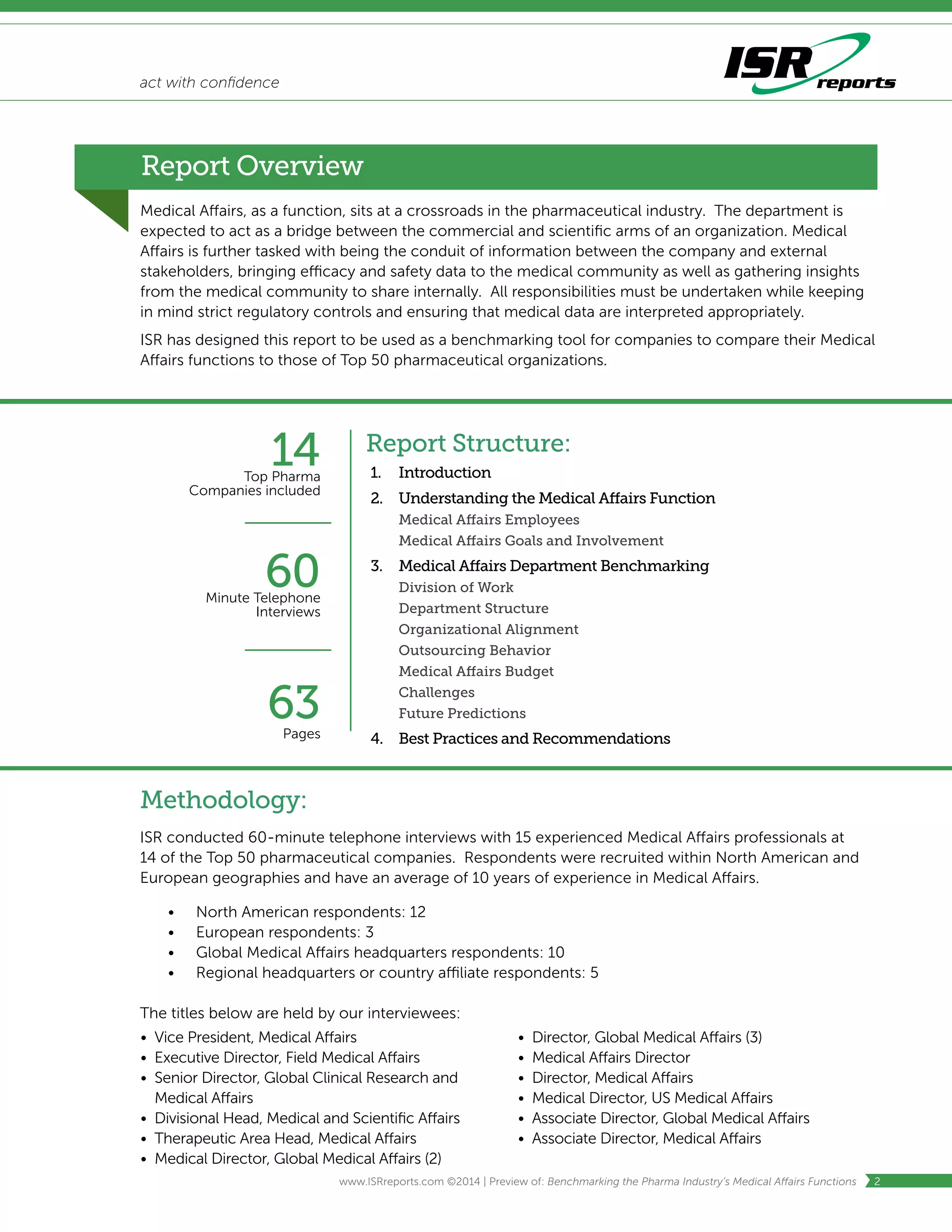 Benchmarking the Pharma Industry’s Medical Affairs Functions | PDF