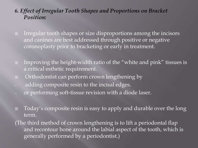 bracket positioning for smile arc protection | PPTX