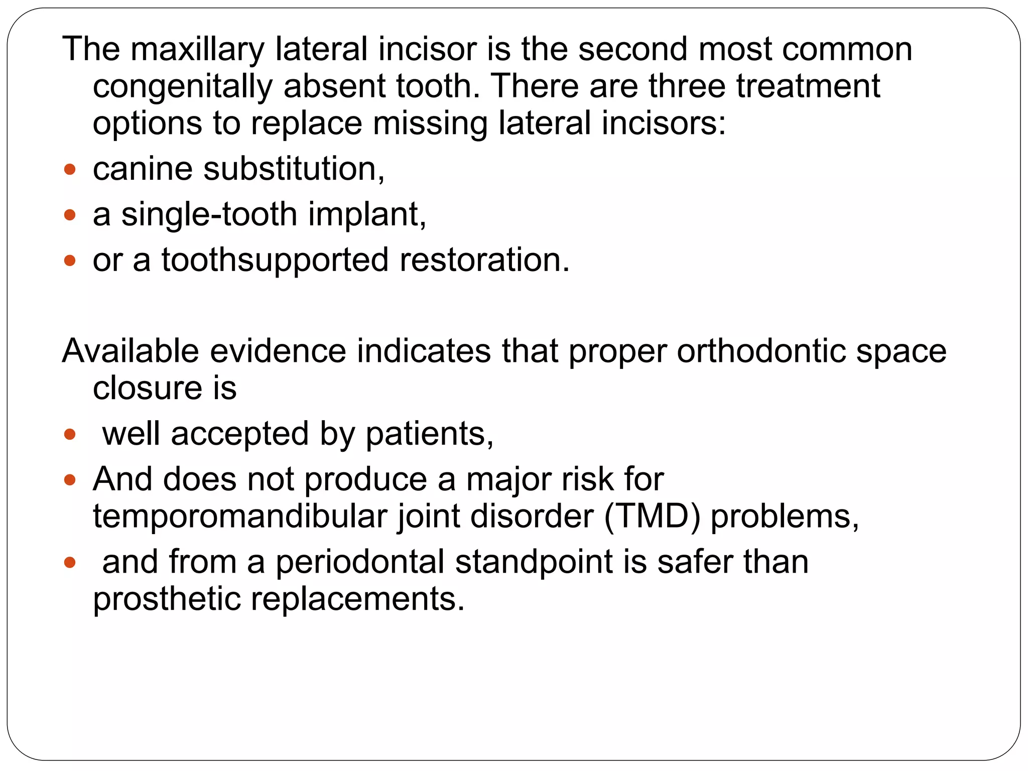 congenital missing maxillary lateral incisor(s) | PPTX