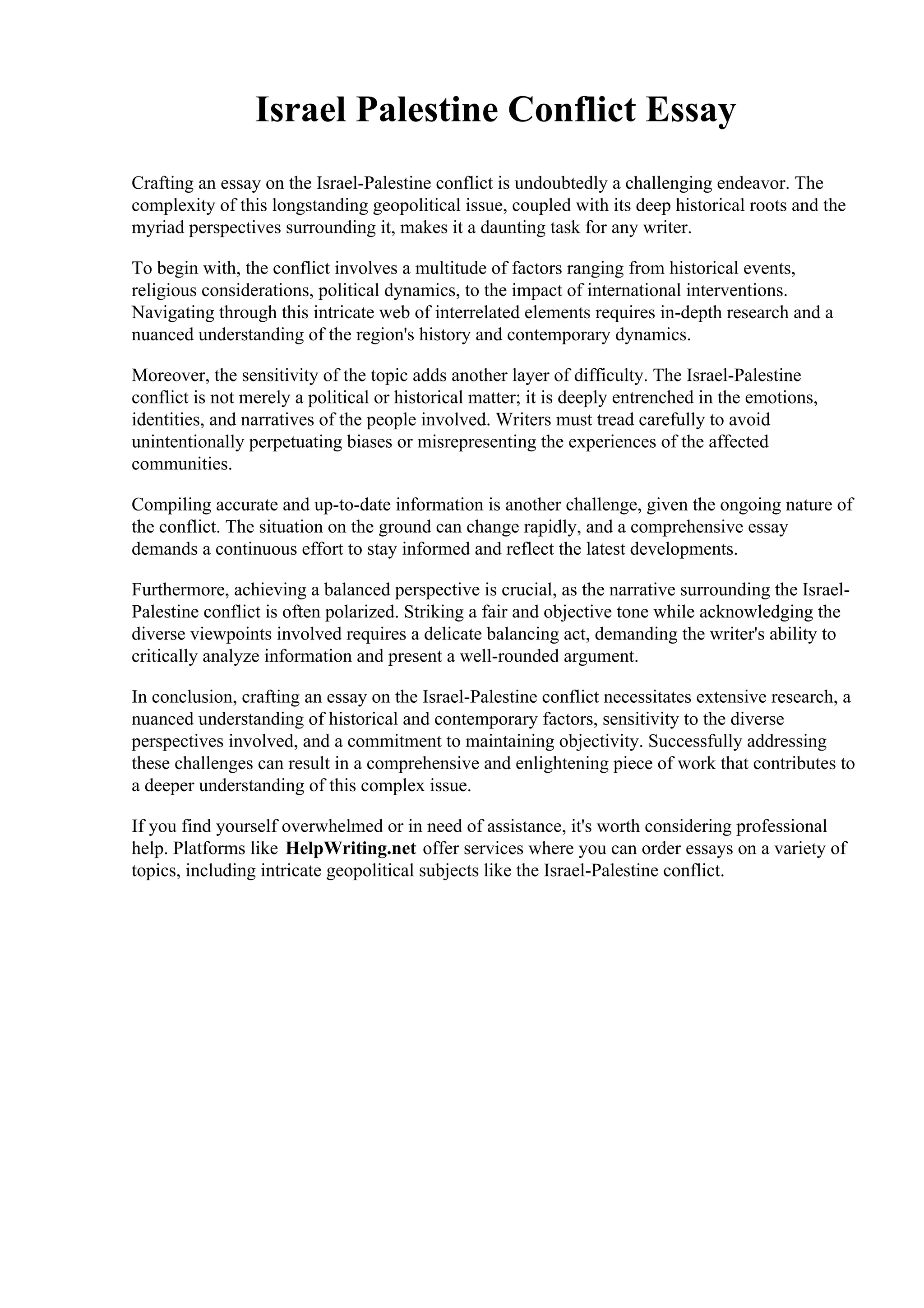 Israel Palestine Conflict Essay.pdf | Science