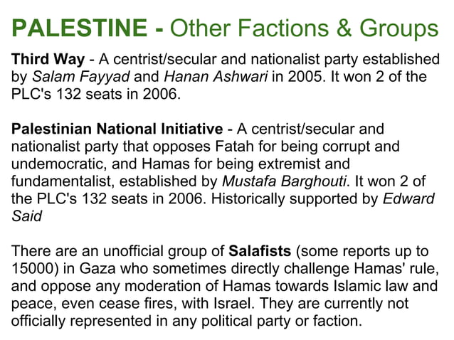 Israel-Palestine: Political Parties & Factions | PPT