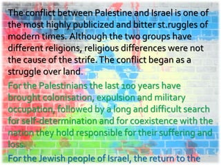 Israel Palestine Conflict & History | PPTX