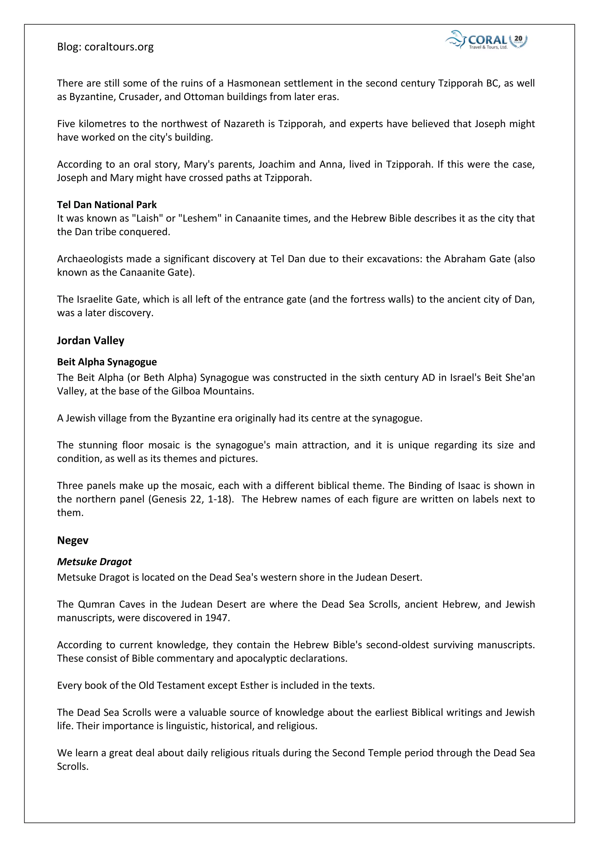 Israel's Best Biblical Sites that Are Not Typical | PDF