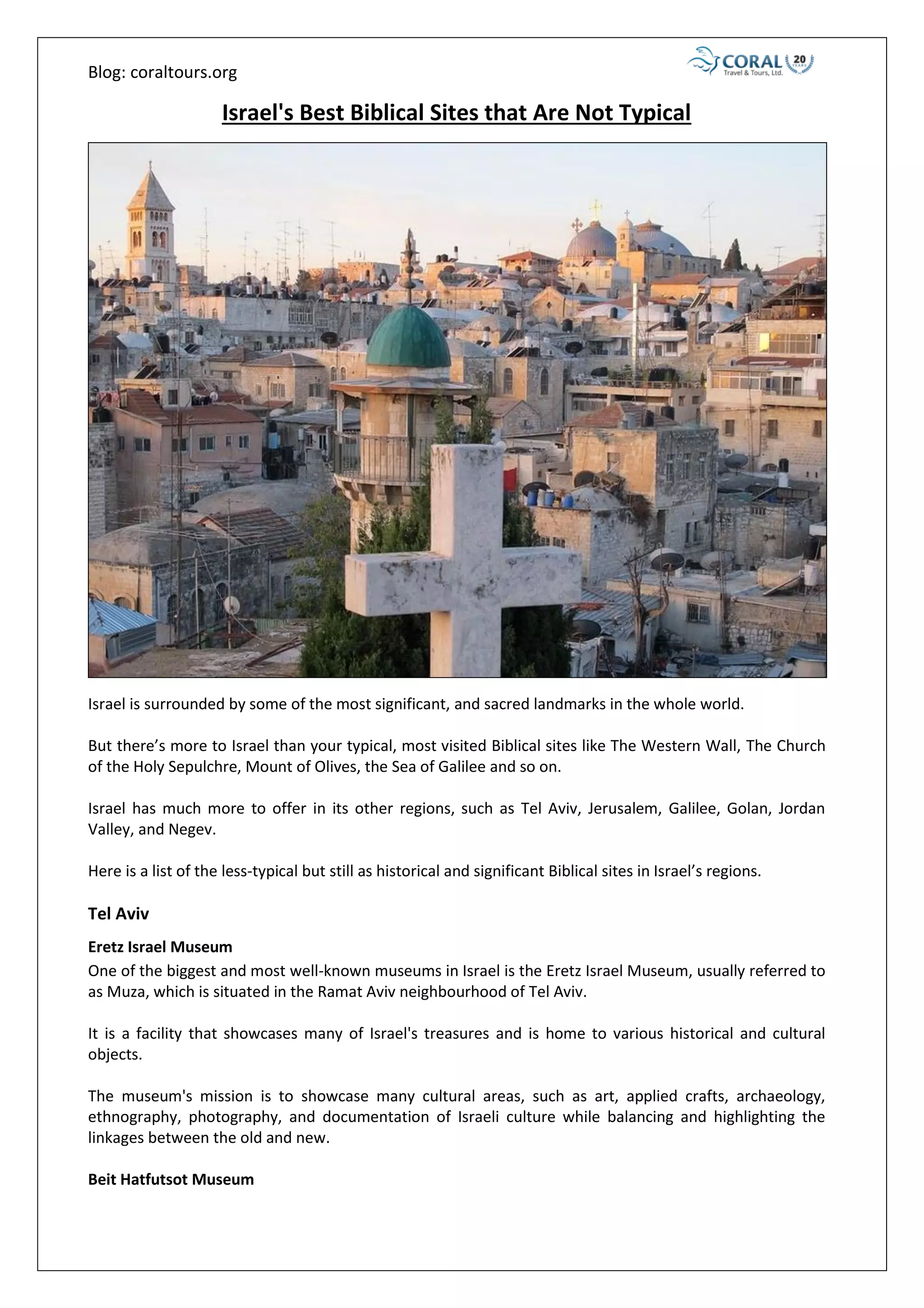 Israel's Best Biblical Sites that Are Not Typical | PDF