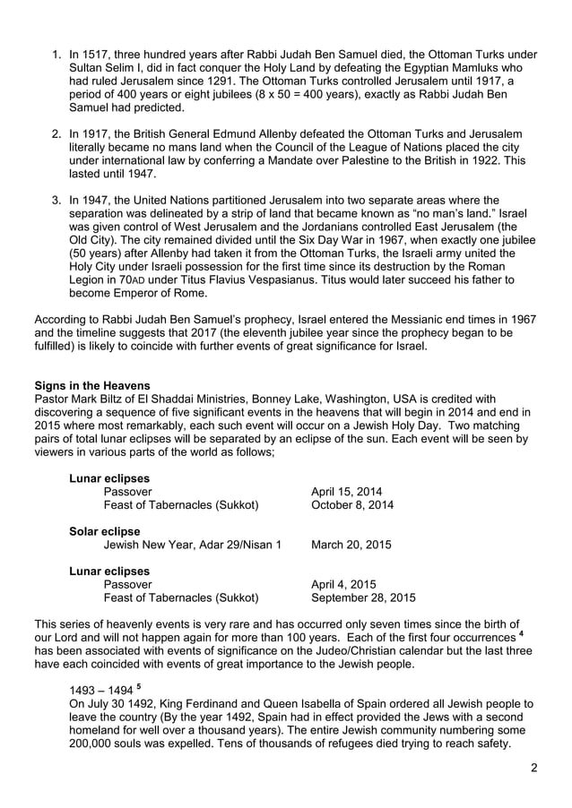 1963 and 2014 Eclipse of The Moon and The Pope Visits Jerusalem. | PDF