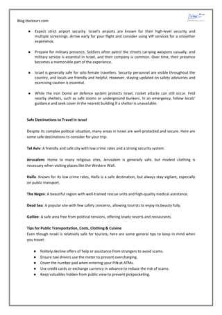 Israel Tourism - How to Keep It Safe & Memorable | PDF