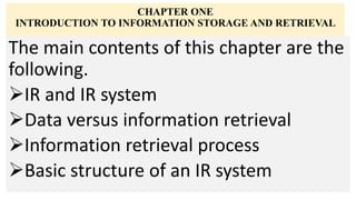 Information storage and retrieval system and | PPTX