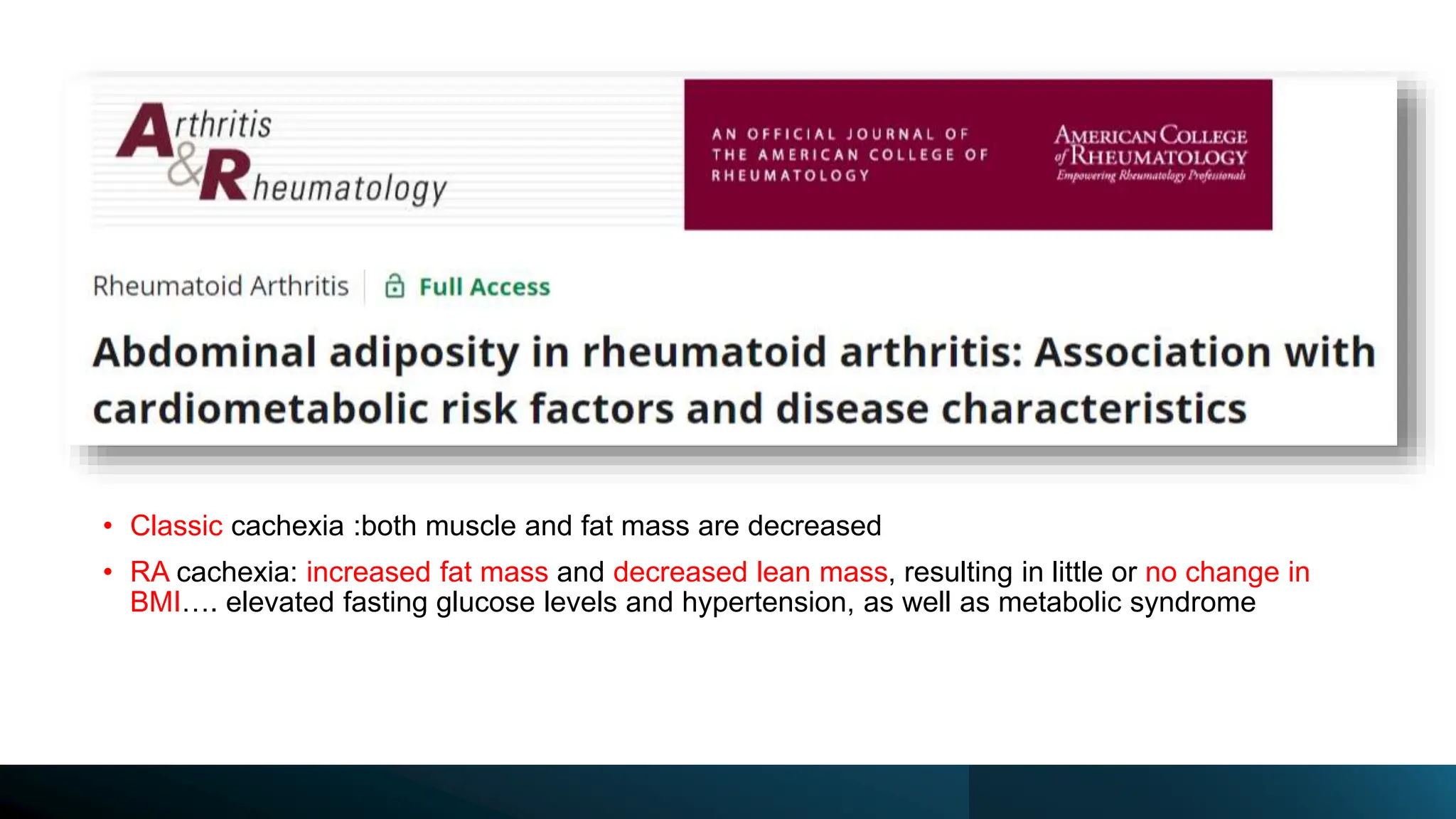 Is Rheumatoid Arthritis a Metabolic Disorder.pptx